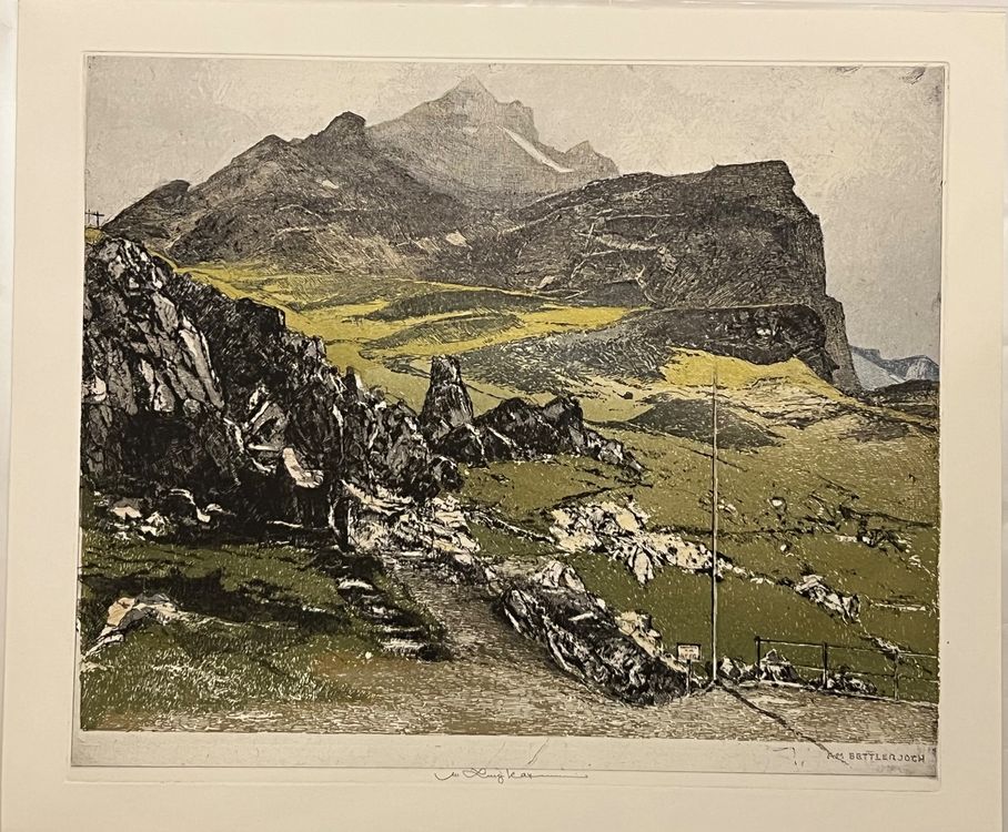 Radierung Luigi Kasimir Liechtenstein Bettlerjoch original (Gebraucht) in Vaduz für CHF 35 – mit ...