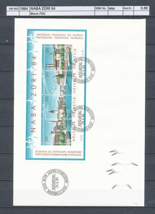 1984 NABA ZÜRI - Block, FDC (Gebraucht) in Winterthur für CHF 1.5 – mit Lieferung auf Ricardo kaufen