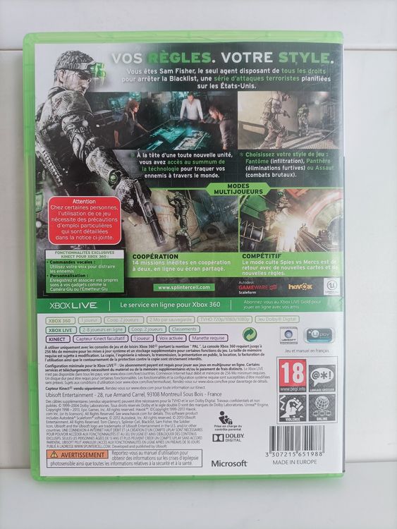XBOX 360 Tom Clancy's Splinter Cell: Blacklist Ubisoft | Kaufen auf Ricardo