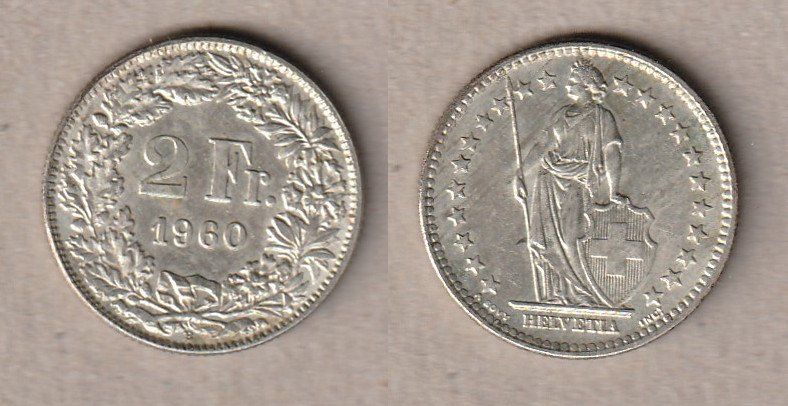 2 Franken 1960 (Gebraucht) in Allschwil für CHF 6 – mit Lieferung auf Ricardo kaufen