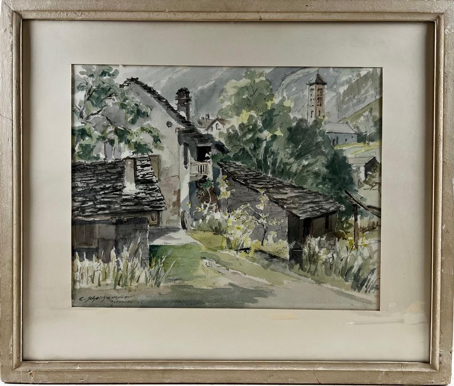 Hausszene Aquarell Signiert. | Kaufen auf Ricardo