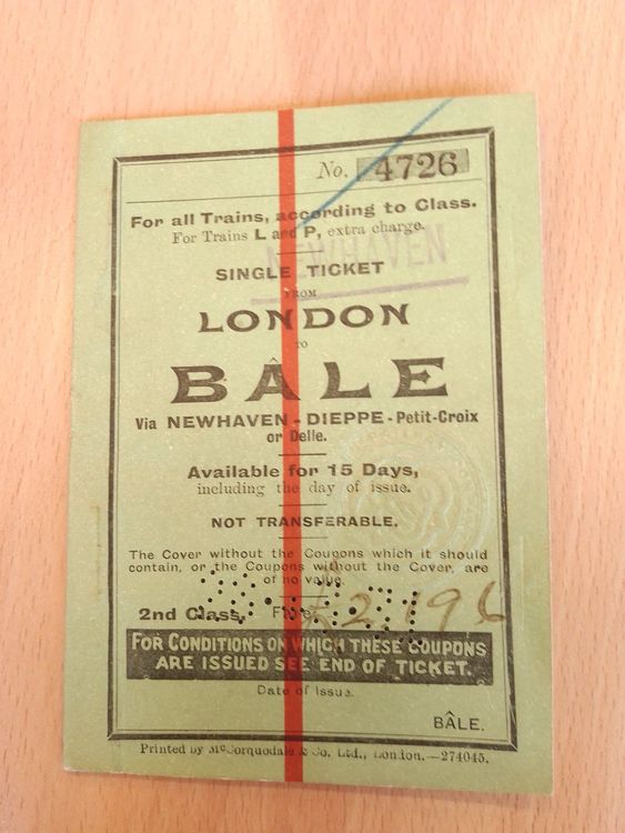 Altes Bahn Ticket / London - Bale (Gebraucht) in Brugg AG für CHF 15 ...