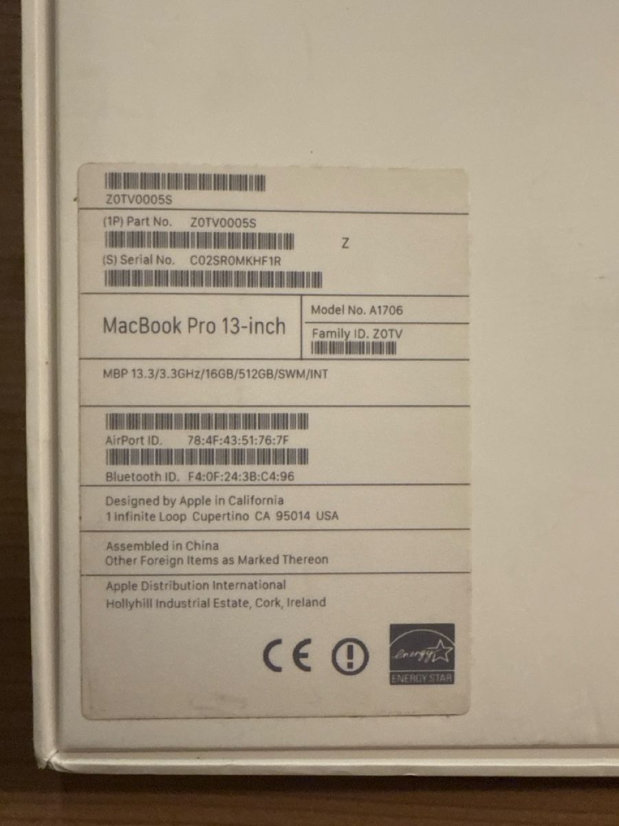 MacBook Pro 13-inch, 2017, 3.3GHz, 16GB, 512GB (Gebraucht) in ...
