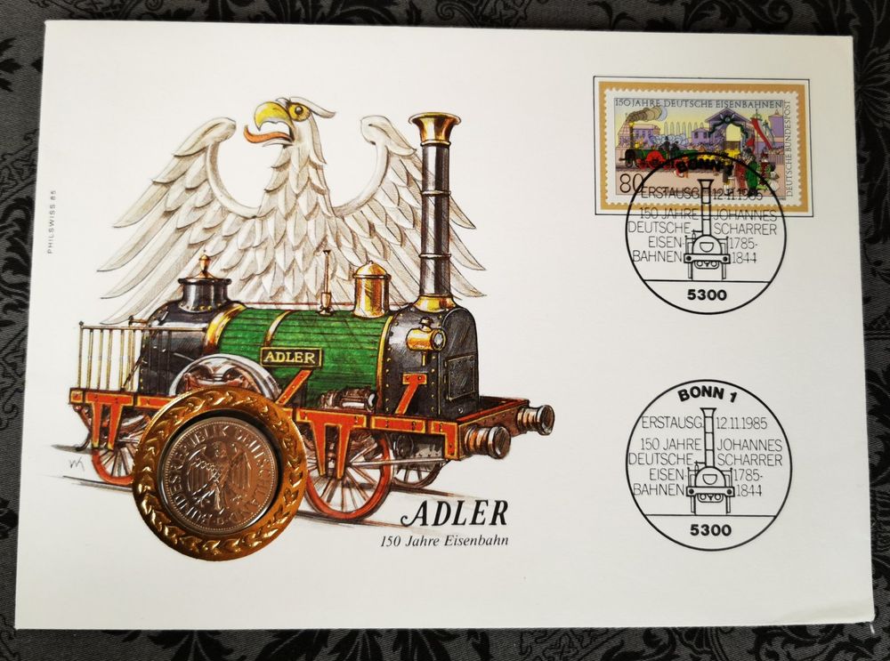 Numis-/Münzbrief "1 Deutsche Mark" ADLER 150 Jahre Eisenbahn (Gebraucht ...