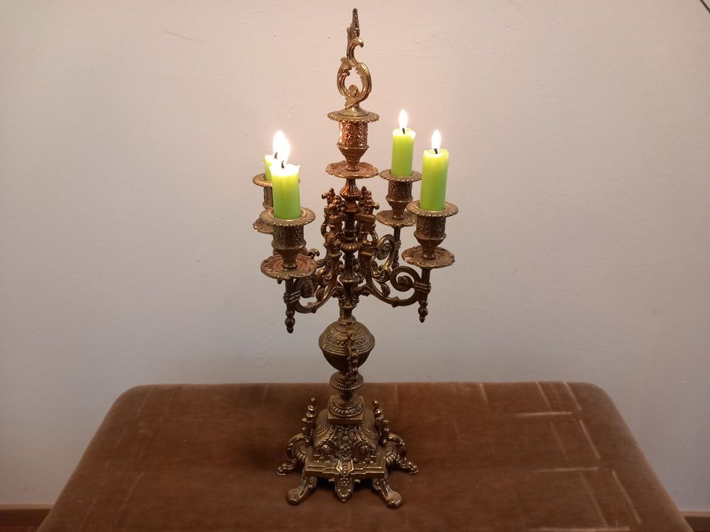 ANTIKER BAROCK-KERZENSTÄNDER wunderschön 5-armig MESSINGGUSS | Kaufen ...