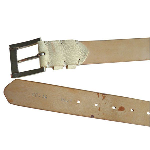 Gürtel Leder M/L VINTAGE crème längsgesteppt Made in Spain (Gebraucht ...