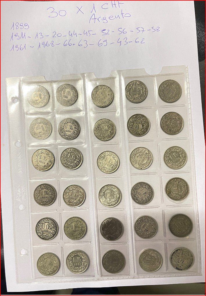 30 MONETE ARGENTO DA 1 CHF (Gebraucht) in Banco für CHF 225 – mit ...