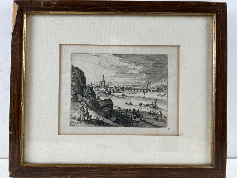 Antike stich Heidelberg von Matthäus Merian Signiert | Kaufen auf Ricardo