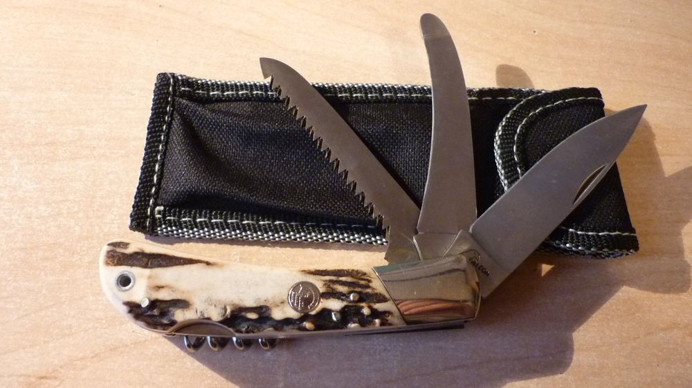 Falcon Jagdmesser mit Hirschhorn Griff und Gurt Etui (Neu (gemäss ...