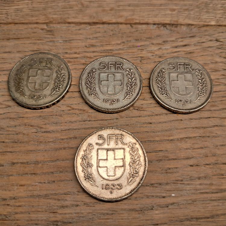 4x 5 Franken 1931-1933 Silbergeld | Kaufen auf Ricardo