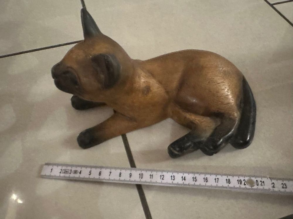 Holz Katzen Deko Figuren Set Katzen Holz Geschnitzt (Gebraucht) in ...