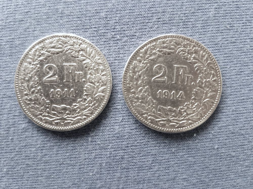 2 x 2 Franken Silbermünzen 1911-1914 ab nur 1.00 Fr !!! | Kaufen auf Ricardo
