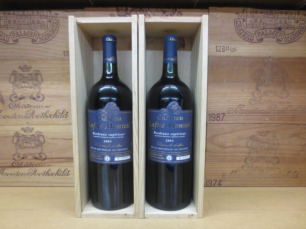 2 Magn. Fl. Chat. Lafite Monteil 2003 in OHK 150cl. (Neu (gemäss ...