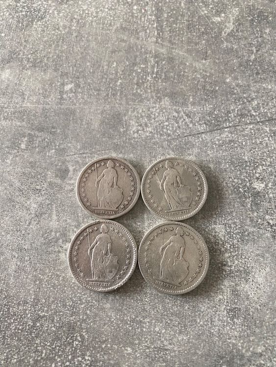 4 uralte 2 Franken 1874 - 1894 Silber sehr selten (Gebraucht) in Wallisellen für CHF 44 – mit ...