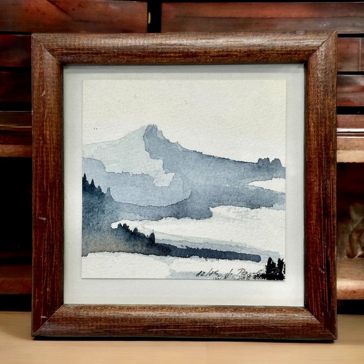 Aquarelle miniature paysage de montagne signée J. PAUL 1986 | Kaufen auf Ricardo