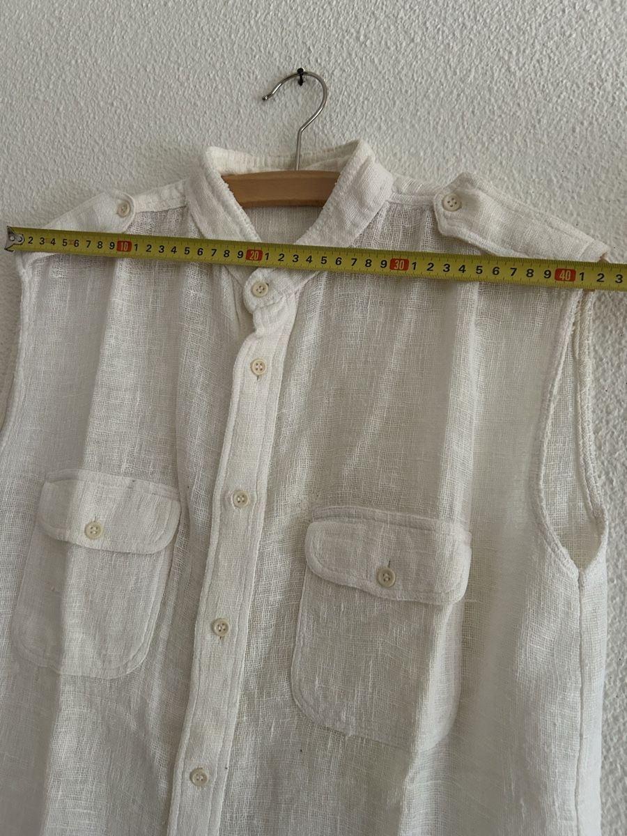 Gilet vintage en lin blanc, taille M, parfait pour la plage! (D ...