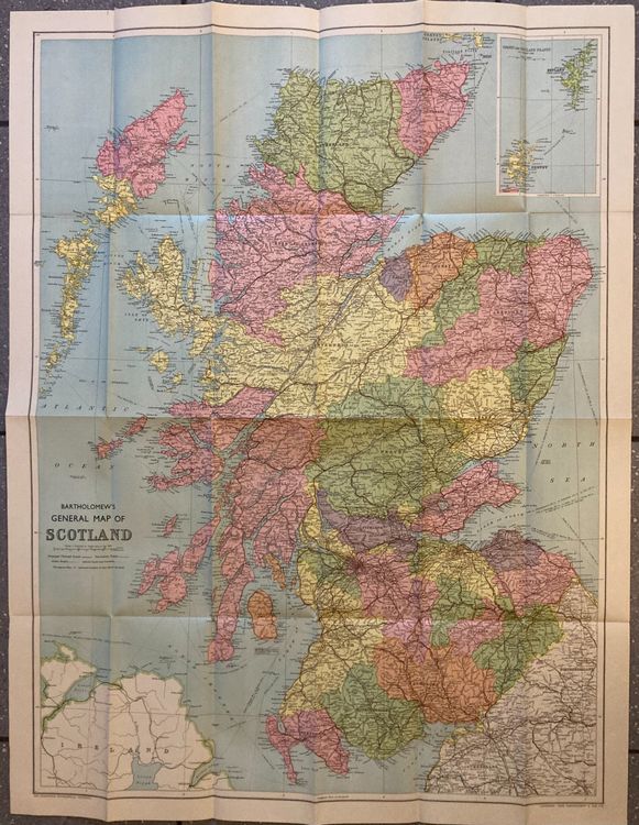 Vintage Bartholomew's General Map - Ireland,Scotland,England | Kaufen ...