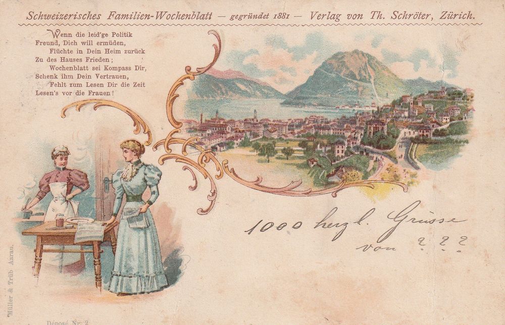 Litho-Karte mit Werbung-Schweizer Wochenblatt 1899 (Gebraucht) in uttwil für CHF 12 – mit ...