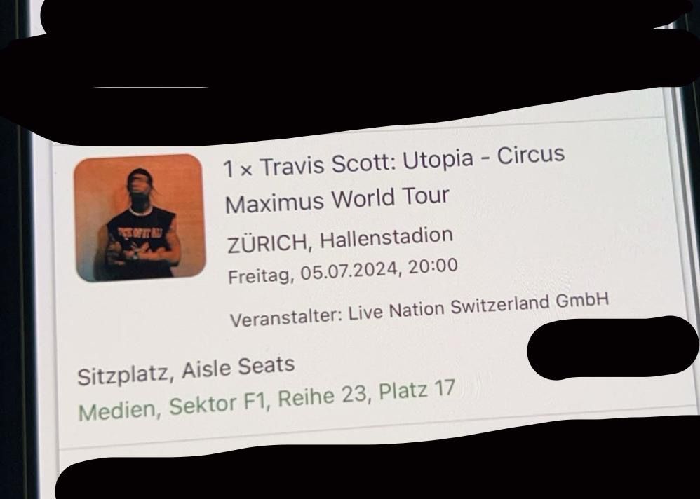 Travis Scott Konzertticket Hallenstadion Zürich Sitzplatz (Neu und originalverpackt) in Opfikon ...