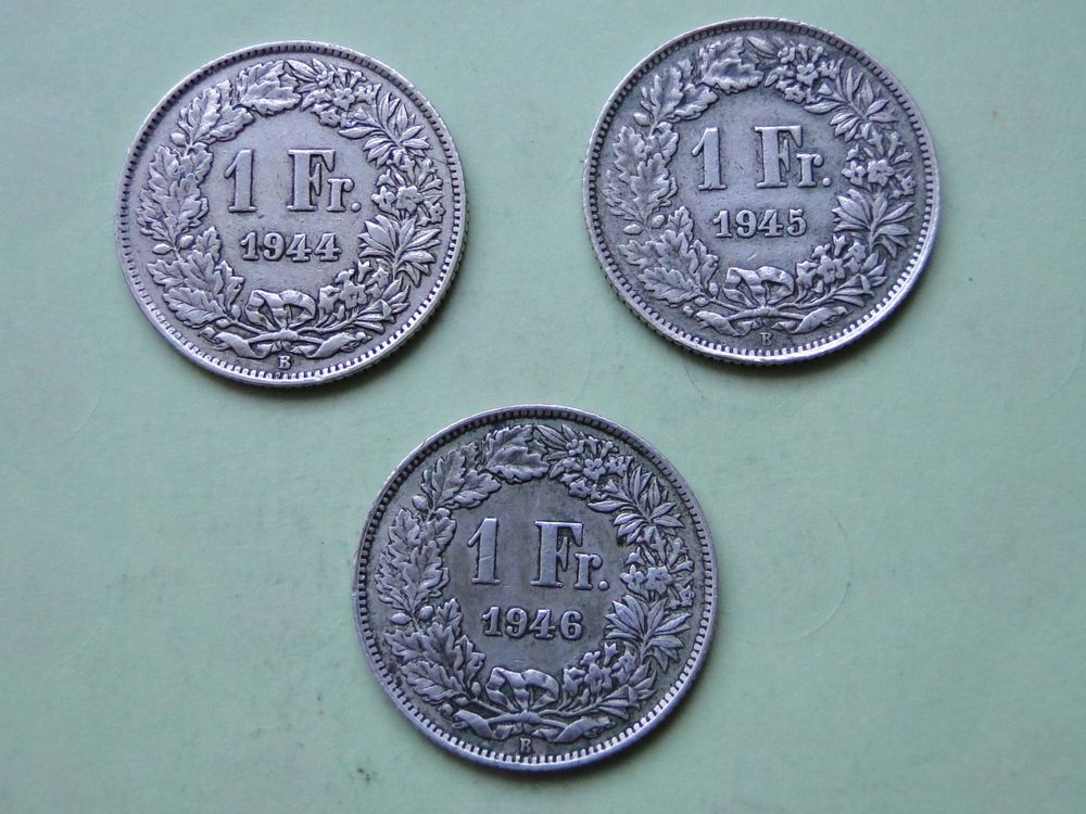 3x 1 Franken 1944 - 1945 - 1946 (Gebraucht) in Killwangen für CHF 8 – mit Lieferung auf Ricardo ...