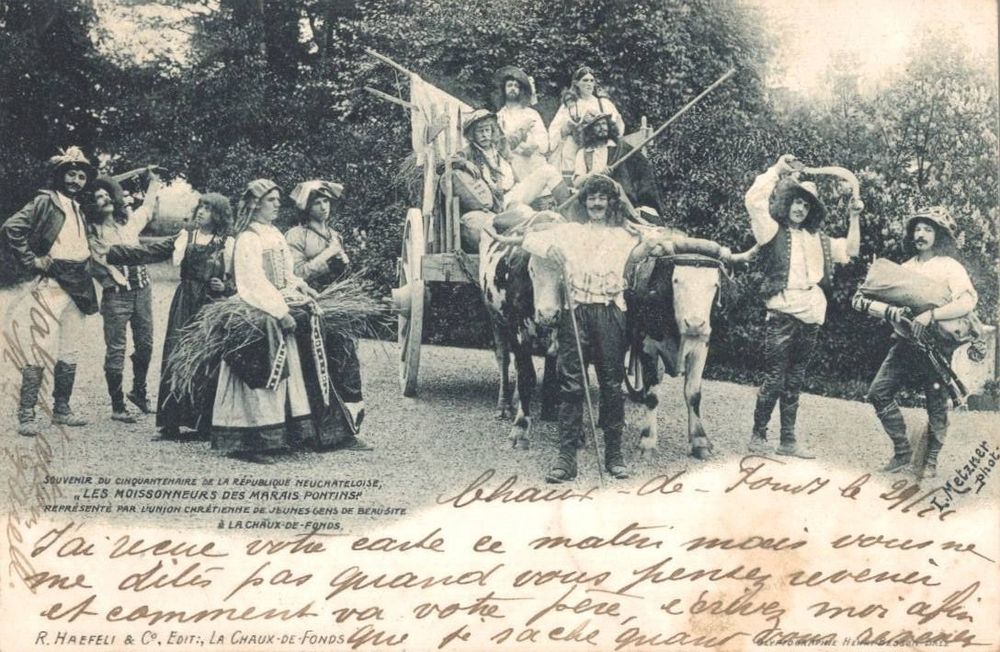 La Chaux-de-Fonds, Gruppe mit Wagen + Kühen, Les Moissonneur (Gebraucht ...