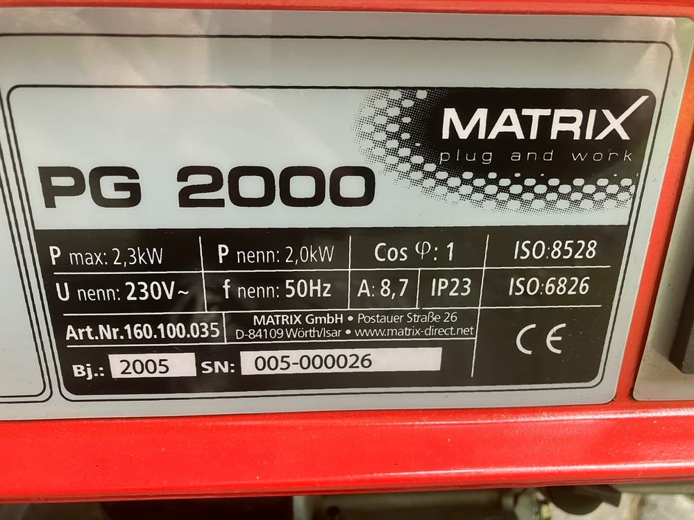 Notstromaggregat 230Volt 2,0kW Matrix PG2000 | Kaufen auf Ricardo