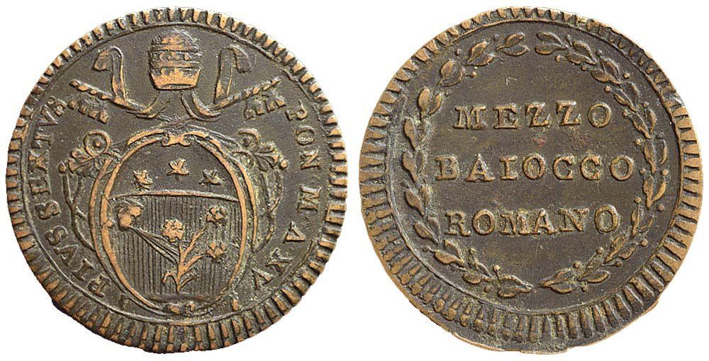 b- Italien, Rom, 1/2 Baiocco A XV (1789) (Usato) a Chiasso per CHF 65 ...