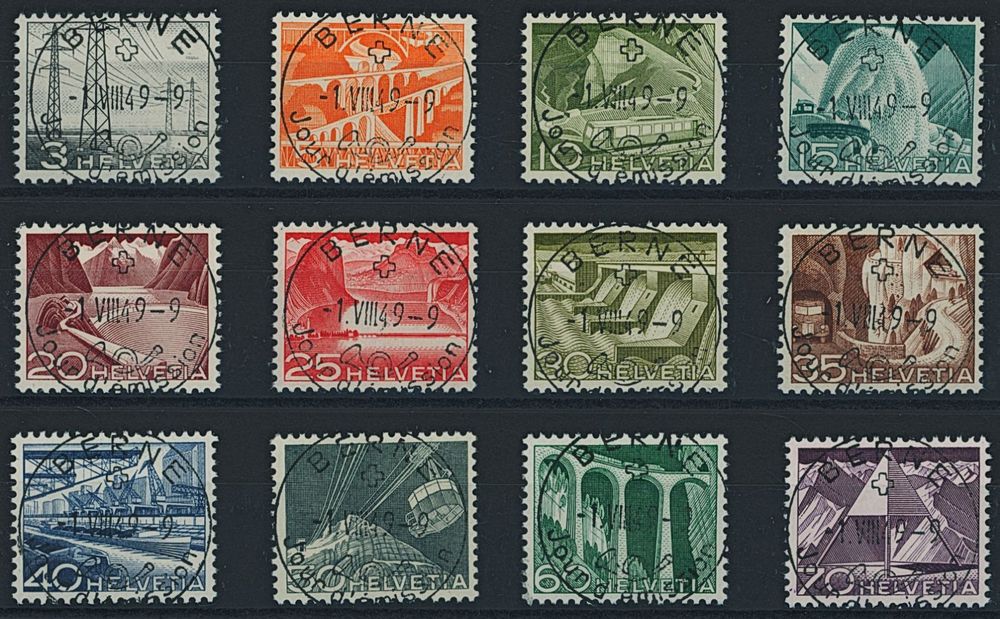 1949 - Technik + Landschaft - Ersttag Voll Stempel ET - fr (Gebraucht) in Schindellegi für CHF ...