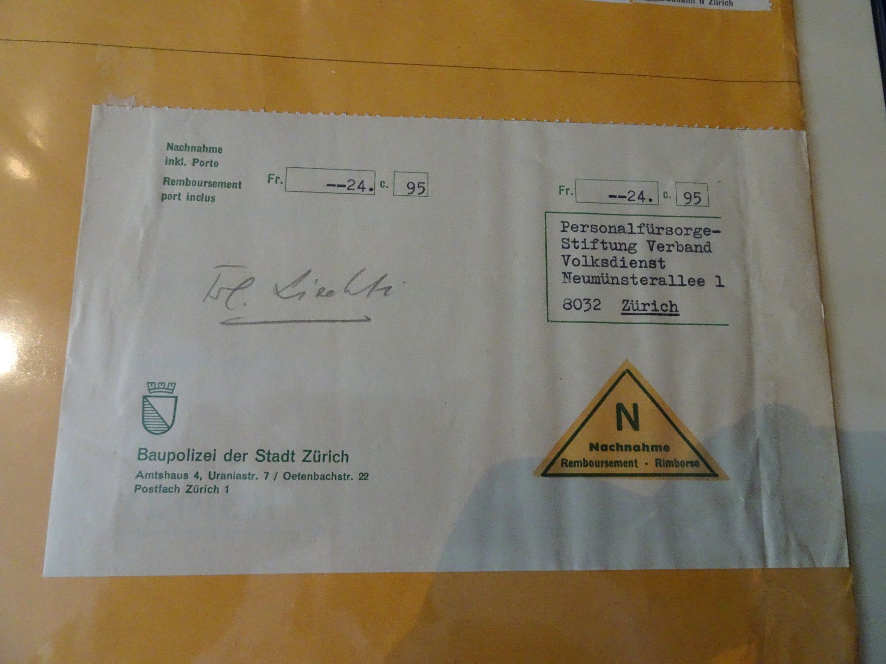 NN Nachnahme-Brief mit NN-Etikette von 1969 (Gebraucht) in Vitznau für ...