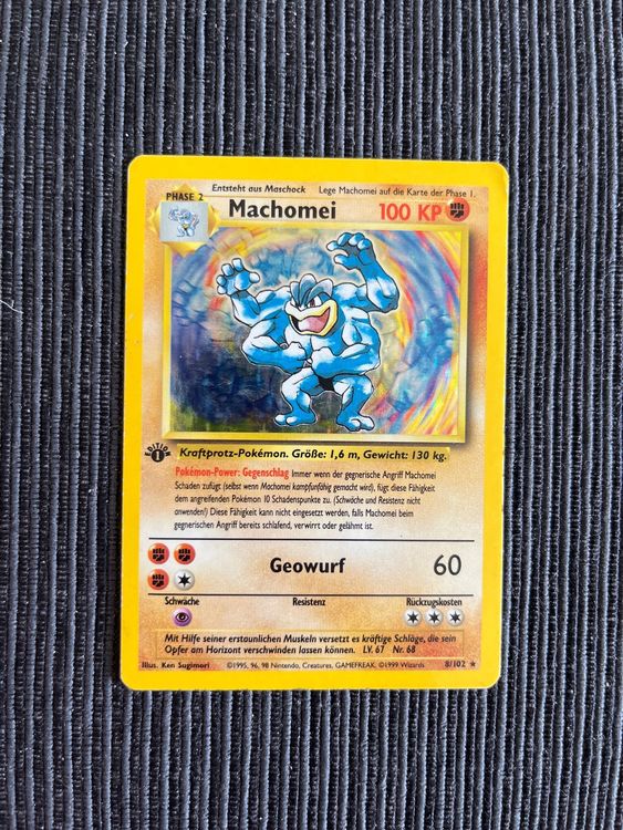Pokemon Machomei holo 1.Edition Base Set (Gebraucht) in Wabern für CHF 10 – mit Lieferung auf ...