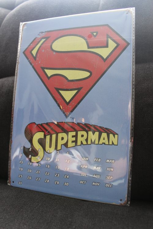 Vintage Superman Kalender - Magnetischer Blechposter (Neu (gemäss ...