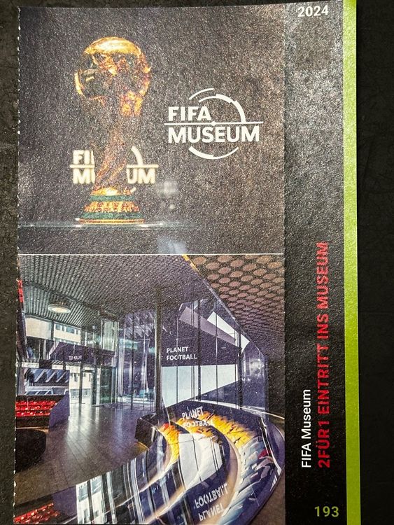 2 FÜR 1 GUTSCHEIN FÜR EINTRITT FIFA MUSEUM ZÜRICH (Neu (gemäss Beschreibung)) in Remigen für CHF ...