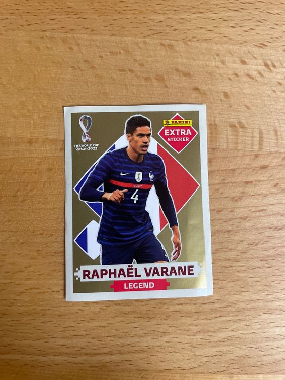 Panini WM 2022 Katar Extra Sticker Raphaël Varane Gold (Neu (gemäss Beschreibung)) in ...