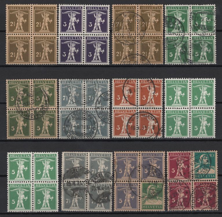 div. 4er Block Tellknabe gestempelt / ungestempelt (Gebraucht) in Oberdiessbach für CHF 10 – mit ...