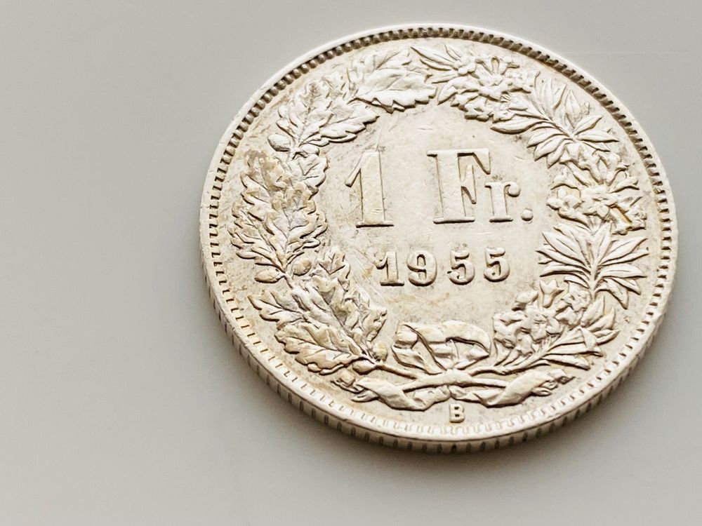 1955 Silber 1 Franken Münze Schweiz vorzüglich selten ab 1.- (Gebraucht) in Müswangen für CHF 17 ...