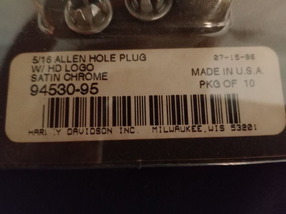 Harley Davidson Allen Loch Stopfen Set, Neu in Originalve... (Neu und ...
