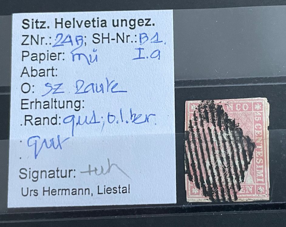 Seltene STRUBEL-MARKE Znr. 24B.a, Signiert + Befund Hermann (Gebraucht) in Muri AG für CHF 38.9 ...