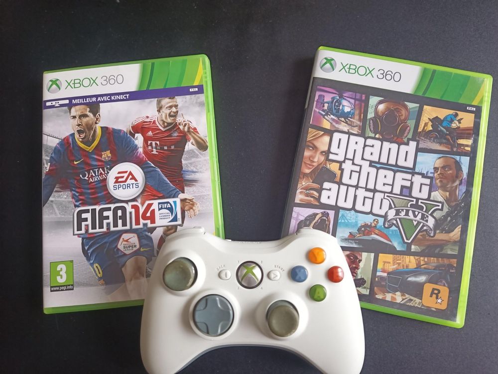 XBOX 360 Wireless Controller + GTA 5 + FIFA 14 (Gebraucht) in Renens VD ...