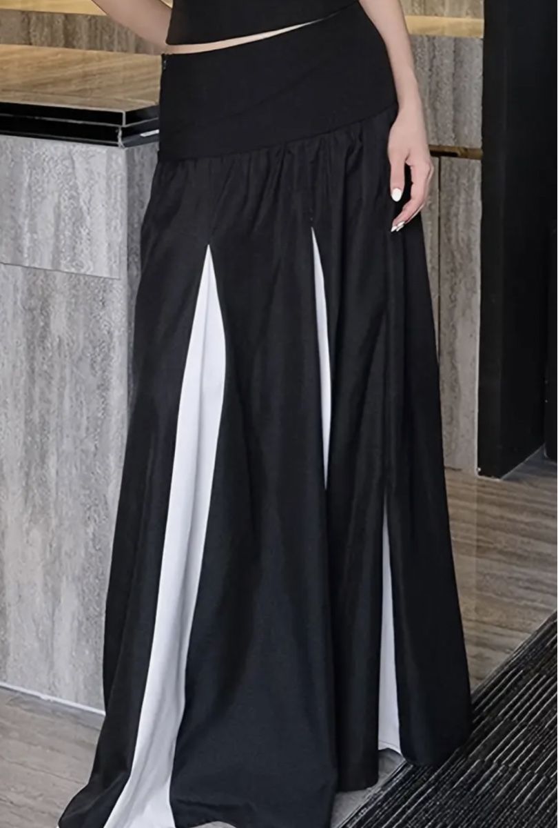 Gonna lunga nera con spacchi bianchi - Nuovo Collezione! (Nuovo e nell ...