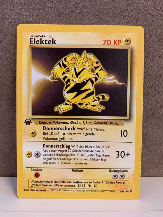 *1.Edition Elektek Rare DE Base Set Pokemon 20/102 | Kaufen auf Ricardo