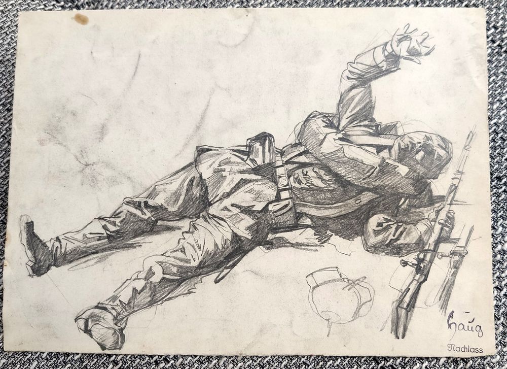 ROBERT VON HAUG – Verwundeter Soldat (Zeichnung) Informatio (Gebraucht ...