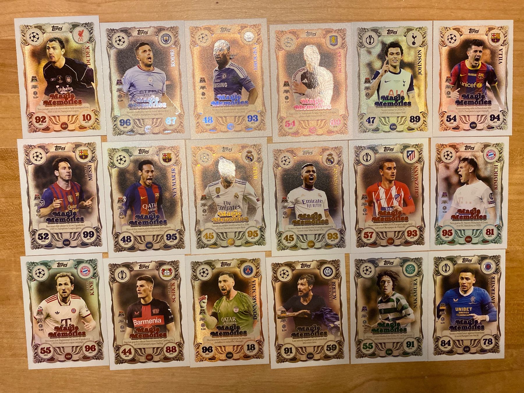 Topps Match Attax 25/26 Magic Memories alle 18 Karten (Neu (gemäss ...