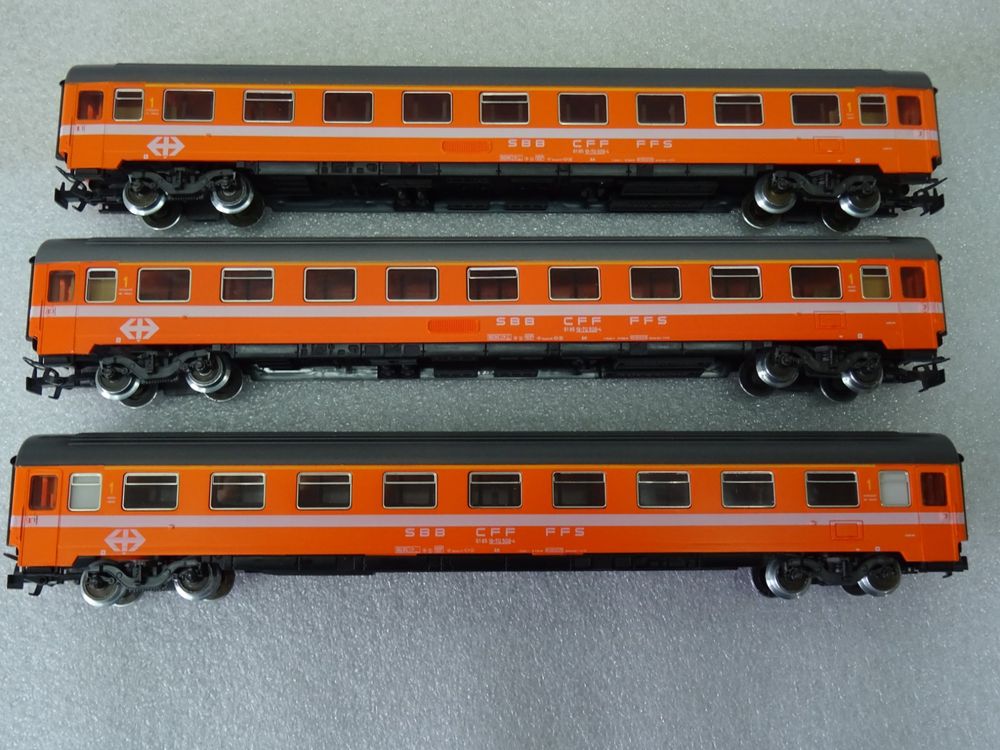 Märklin: 3 Stk. SBB D- Wagen EUROFINA orange 1.Kl. H0,AC,OVP (Neu und ...