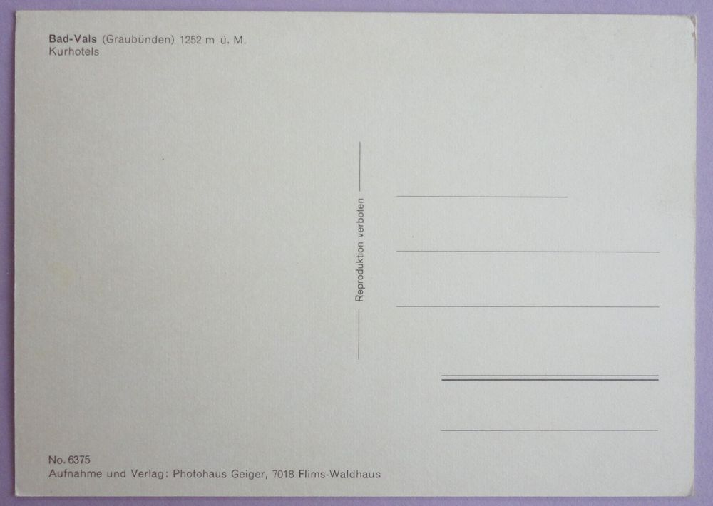 Bad-Vals (GR) 1252 m ü.M., Kurhotels (Gebraucht) in Fétigny für CHF 1 ...