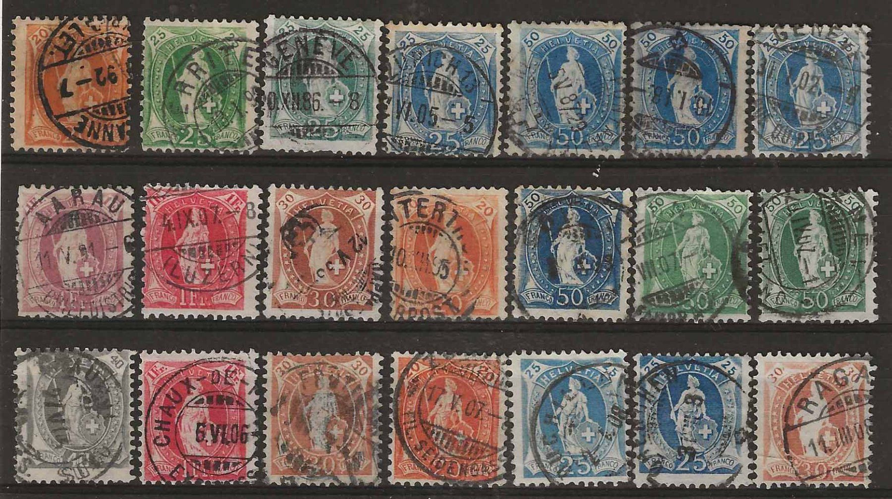 CH066 - Lot Helvetia debout obl. (D'occasion) à Trélex pour CHF 12 ...