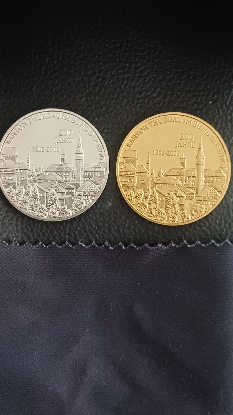 200 Jahre Thurgau Gedenkmünze Silber & Silbervergoldet 1803- (Neu ...