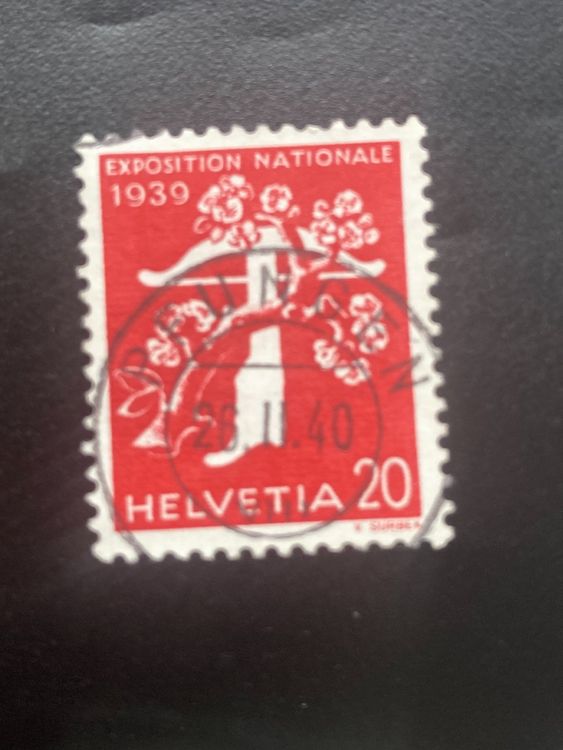 Schweiz 1939 Armbrust 20Rp f Vollstempel PFUNGEN 26.II.40 (Gebraucht) in Liestal für CHF 3 – mit ...