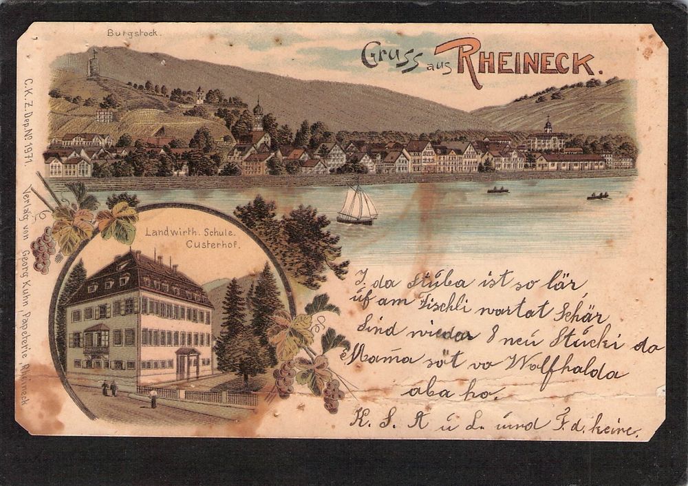 Litho: Gruss aus Rheineck SG , gel. 1899 (Gebraucht) in Reichenburg für CHF 14 – mit Lieferung ...