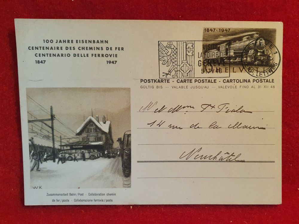 Bildpostkarte 100 Jahre Bahn 1947 Stempel Geneve 7 (591) | Kaufen auf Ricardo