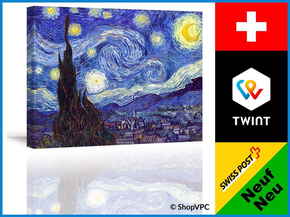 Leinwandbilder mit Holzrahmen - Starry Night - Van Gogh (Neu und originalverpackt) in Develier ...